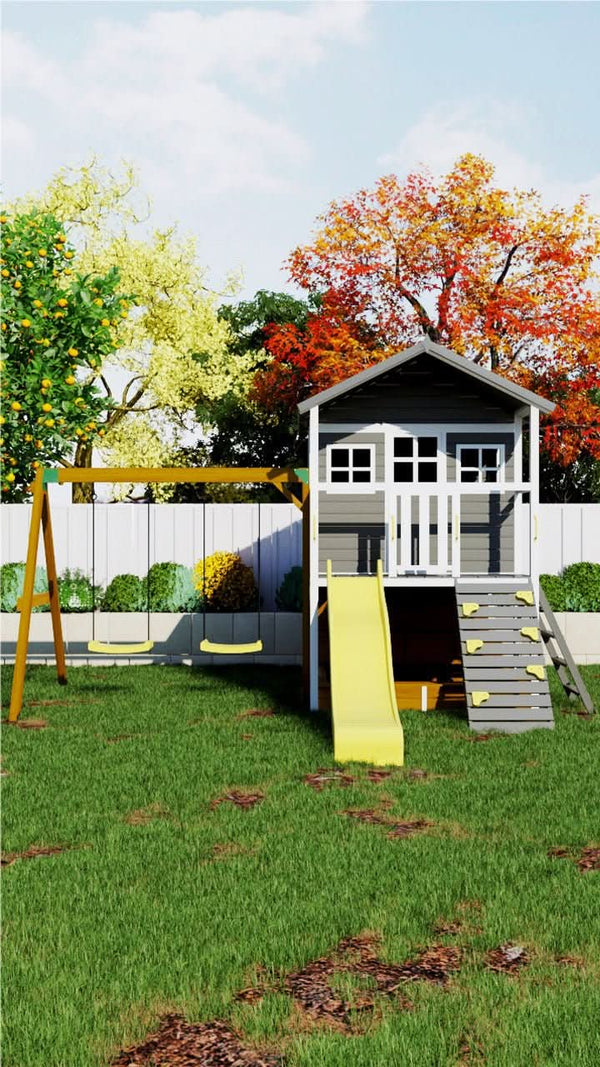 Caboodle Shack Cubby with Mud Kitchen & Swing Set by Kidzshack– Kids ...