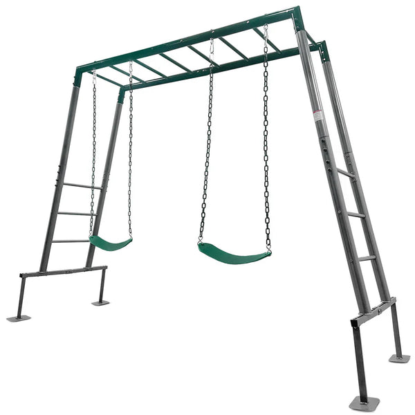 Stanley Commercial Steel 2-in-1 Monkey Bars & Swing Set– Kids Toys ...
