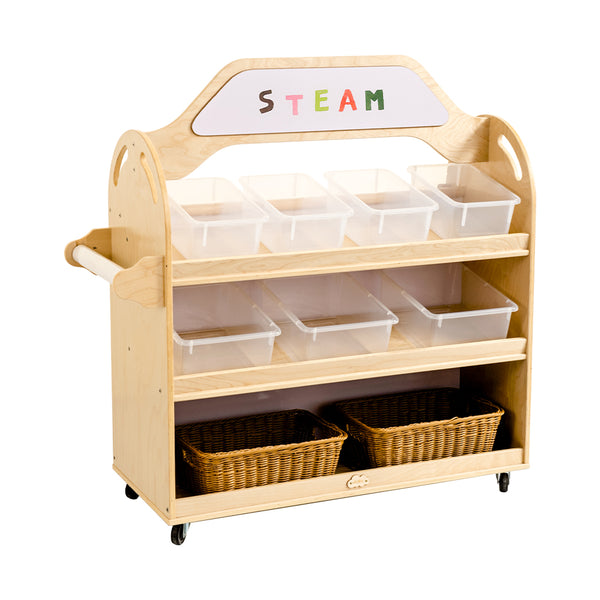 Jooyes STEAM Trolley 3-in-1 Mobile Shelf Cabinet With 9 Storage Boxes ...