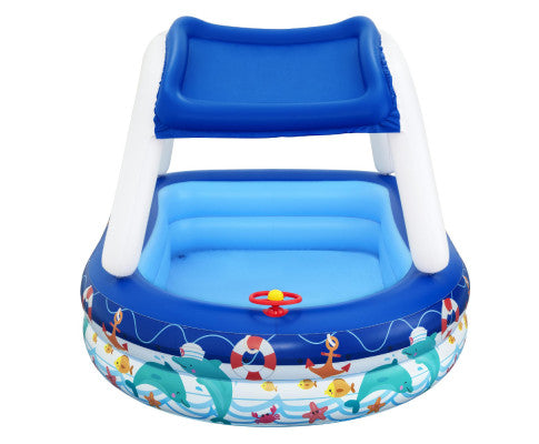 Bestway Kids Pool 213x155x132cm Inflatable Swimming w/ Canopy Play Poo ...
