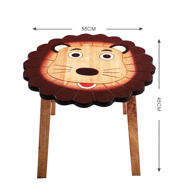 Hand Carved Children's Table Wooden LION Theme– Kids Toys Warehouse